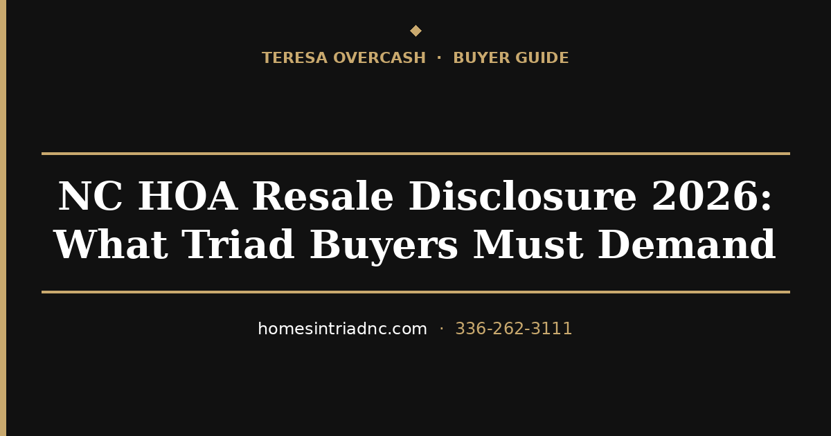 NC HOA Resale Disclosure 2026: What Triad Buyers Must Demand